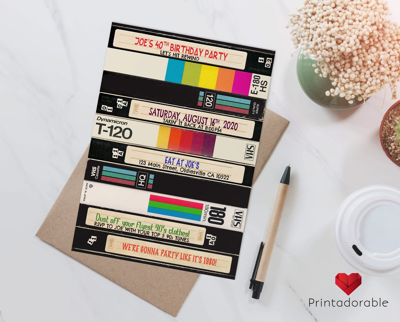 Original VHS Pile Invitation for an 80s or 90s Birthday Party - Etsy
