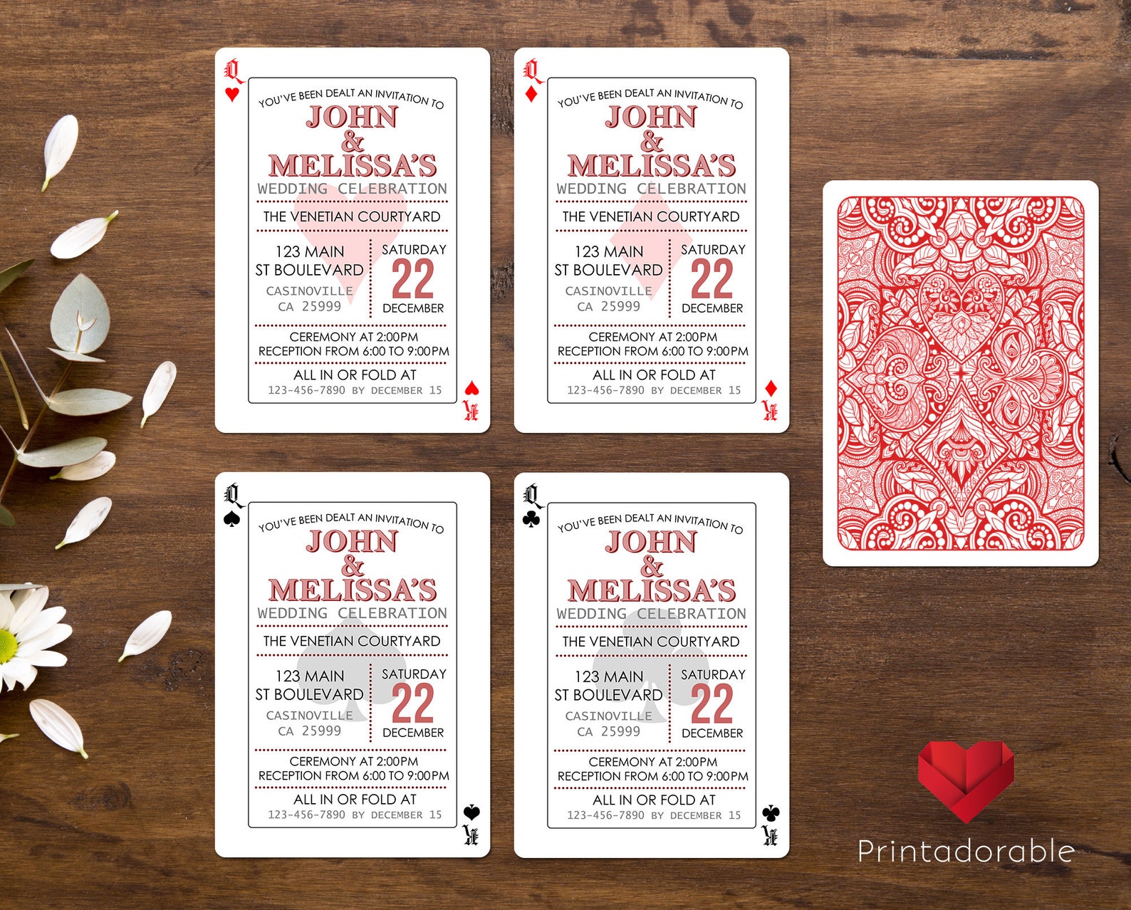 Casino Playing Cards Wedding Invitation - Etsy