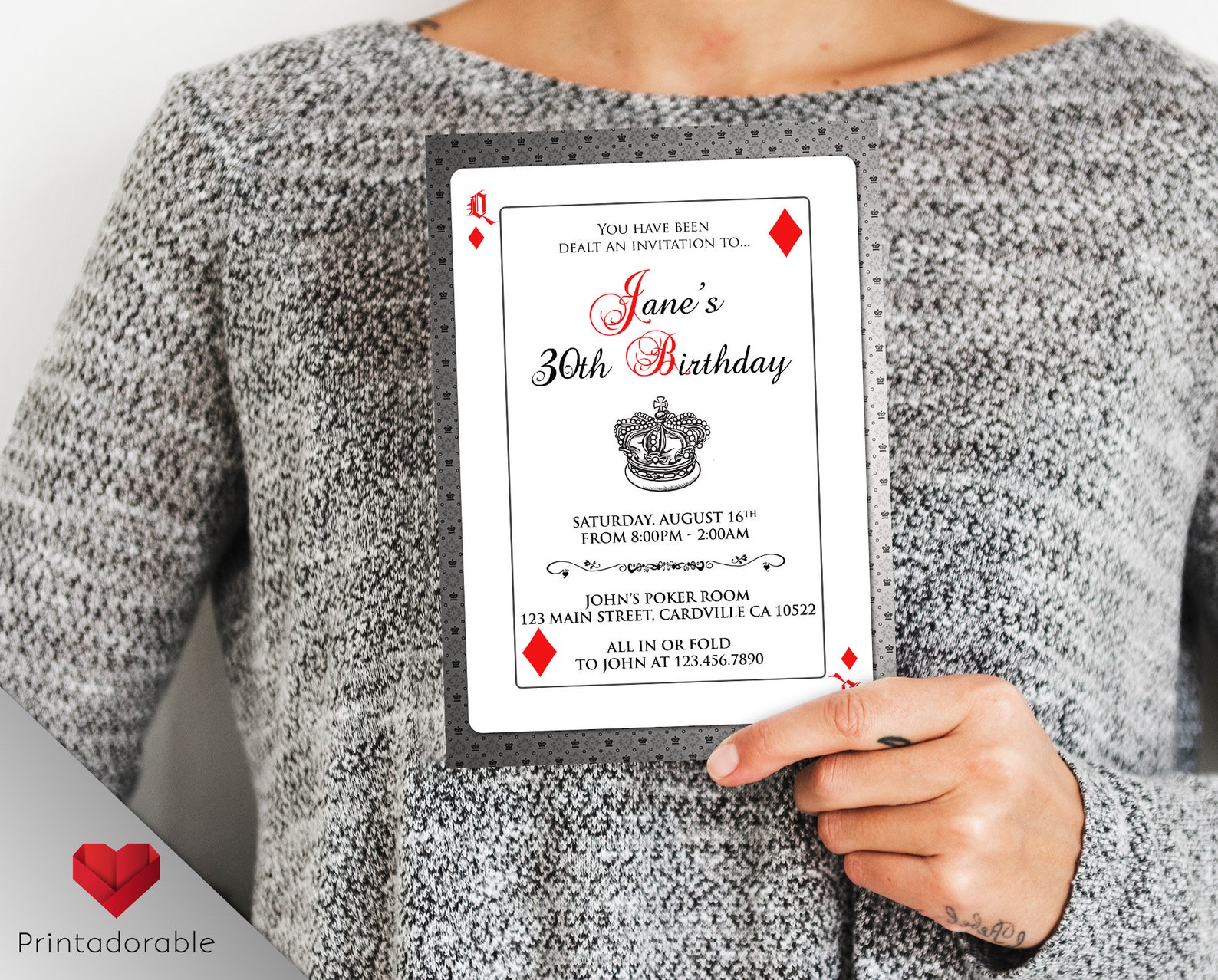 Casino Poker Playing Cards Birthday Invite - Etsy
