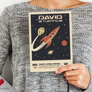 Retro Space Birthday Invitation - Etsy