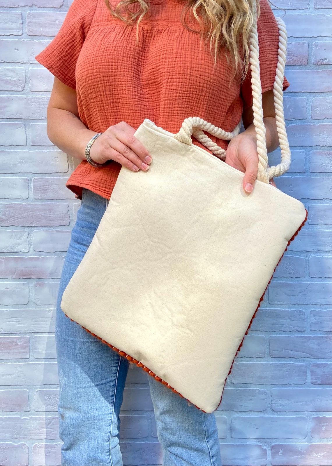 Large Orange Tote Bag Handmade Purse for Women Reusable - Etsy