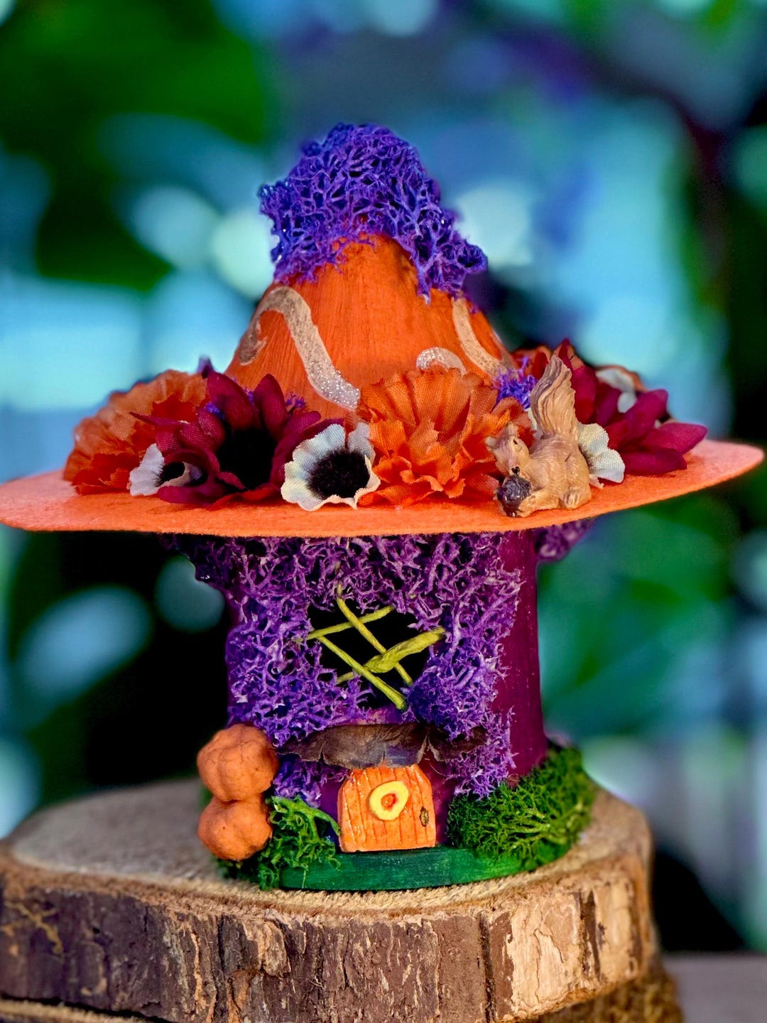 Handmade Halloween Witch Hat Pixie House With Flickering Light and Tiny ...
