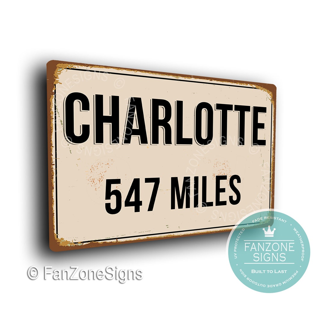PERSONALIZED CHARLOTTE CITY Sign, Charlotte City Distance Sign, City of ...