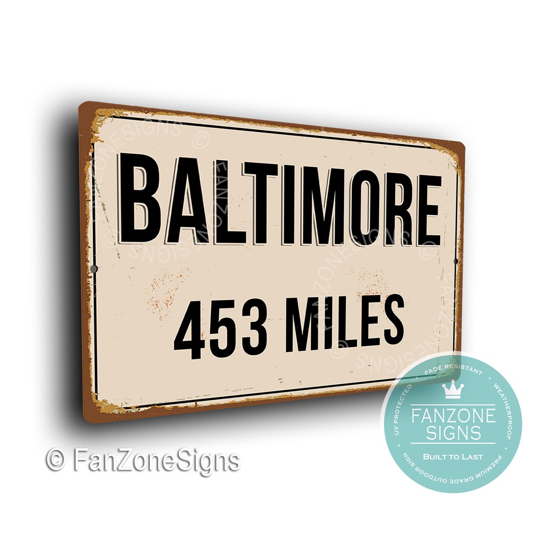PERSONALIZED BALTIMORE CITY Sign, Baltimore City Distance Sign ...
