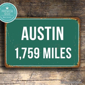 AUSTIN HIGHWAY SIGN, Custom Distance Sign, Austin Gift, Custom Highway ...