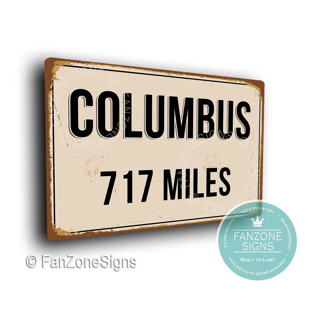 PERSONALIZED COLUMBUS CITY Sign, Columbus City Distance Sign, City of ...