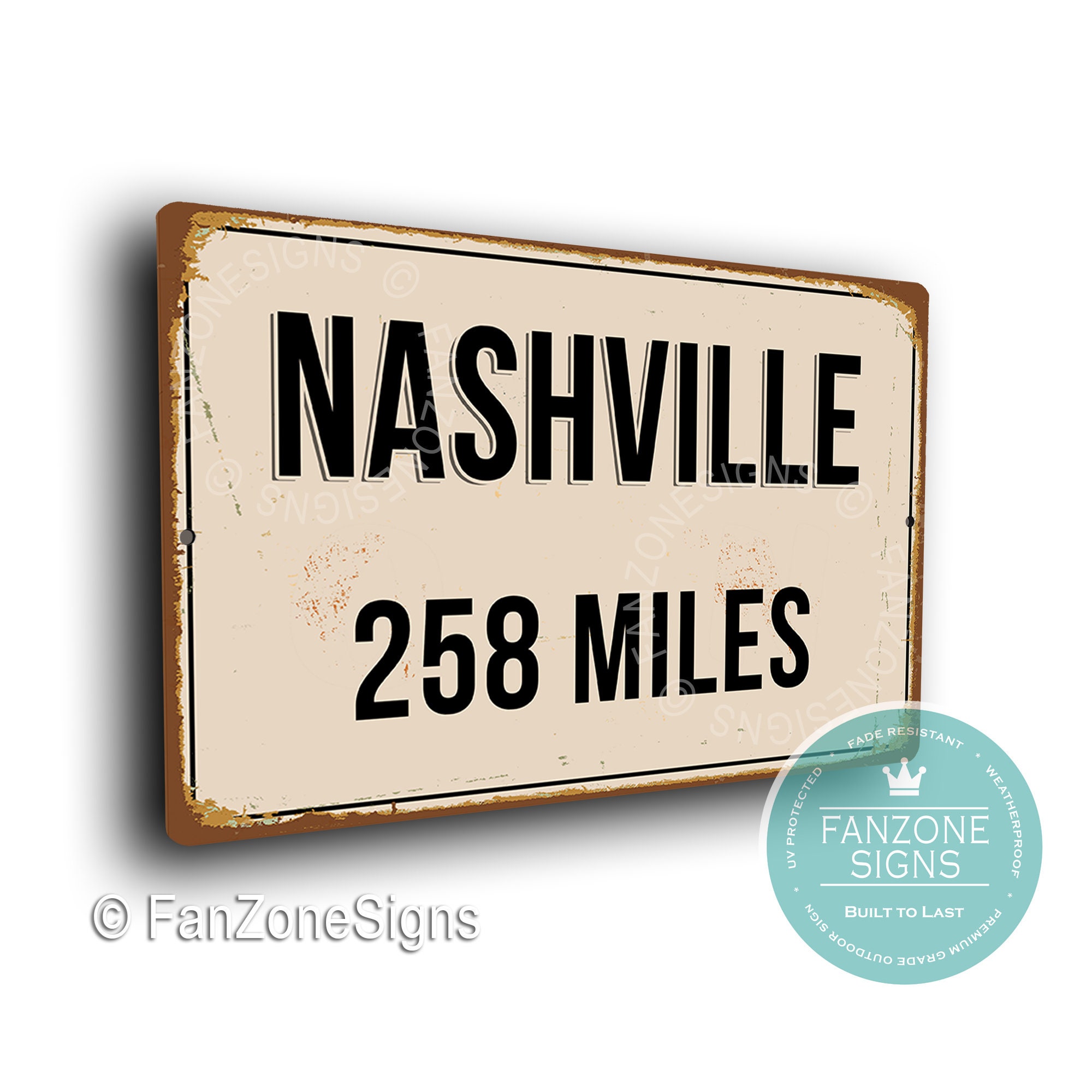 Personalized Nashville City Distance Sign: Vintage Style - Etsy
