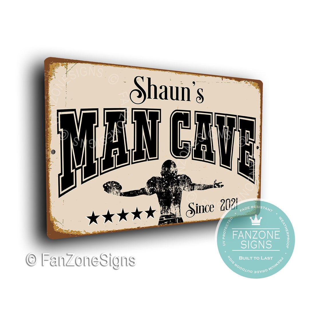 Man Cave Sign, Personalized Man Cave Signs, Football Man Cave Decor ...