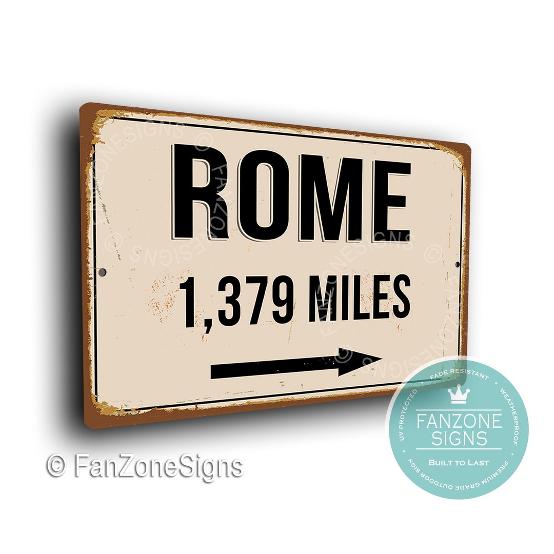 Personalized Rome Distance Sign: Vintage Style City Souvenir - Etsy