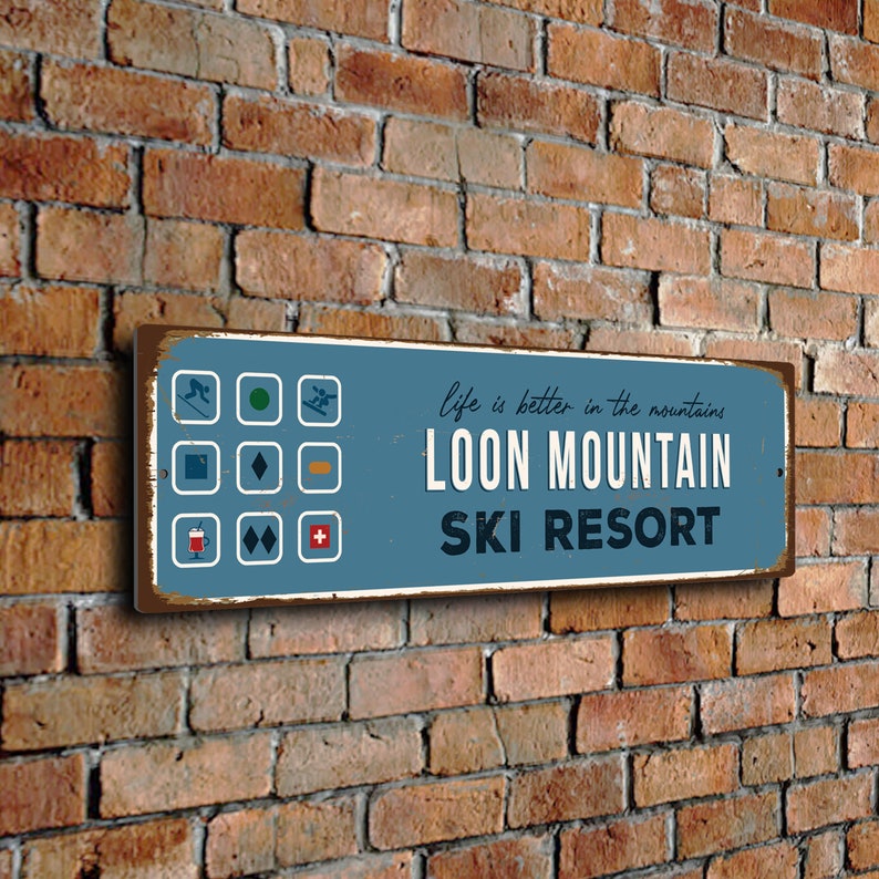 Loon Mountain Sign, Ski Resort Signs, Vintage Style Ski Signs, Ski ...