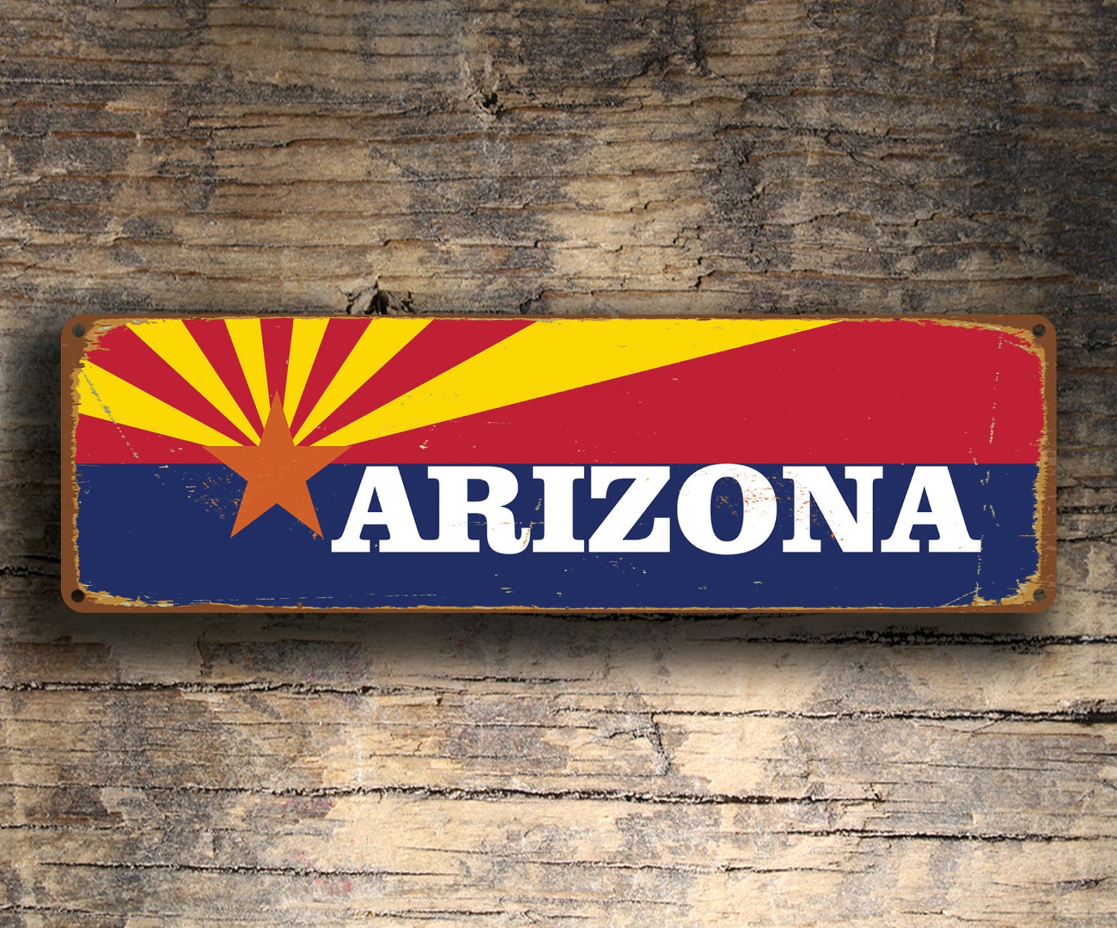 Vintage Arizona State Flag Sign: Handmade Aluminum Panel - Etsy