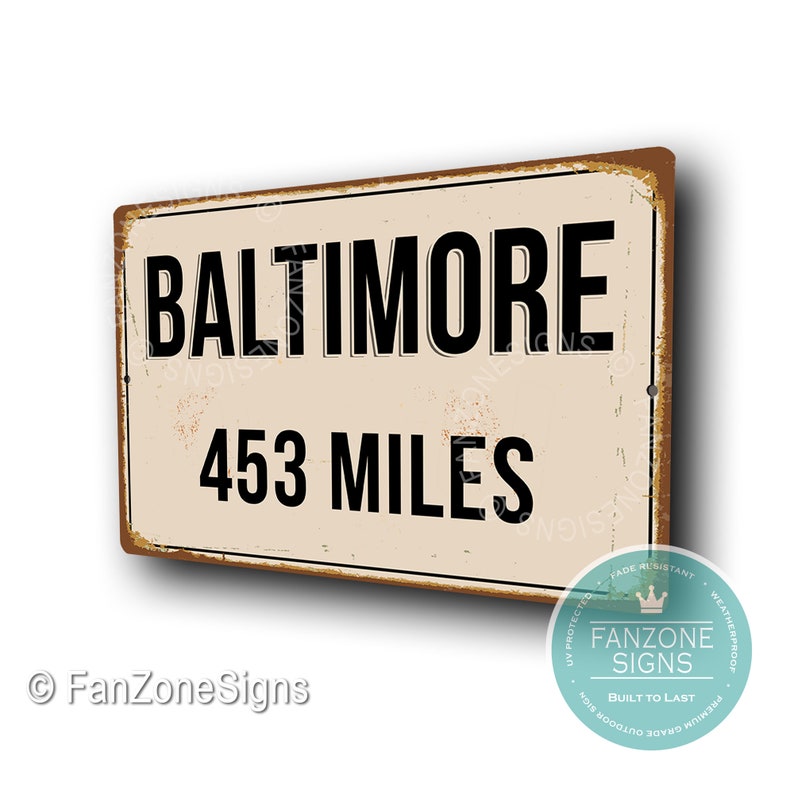 PERSONALIZED BALTIMORE CITY Sign Baltimore City Distance - Etsy