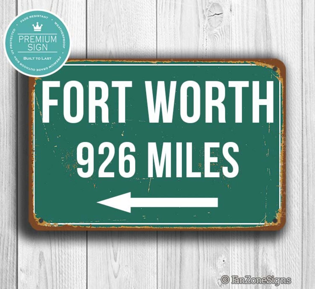 Forth Worth Highway Sign: Custom Distance, Texas Souvenir - Etsy