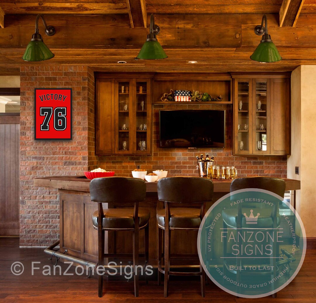 CUSTOM JERSEY NUMBER Sign, Sports Bar Sign,customized With Name, Number ...