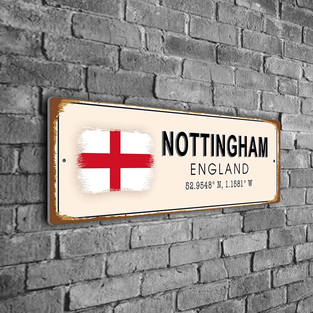 Nottingham Street Sign, Vintage Style England Signs, English Flag and ...