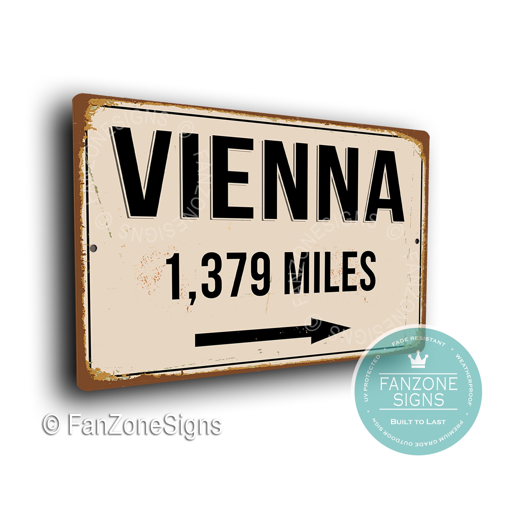 PERSONALIZED VIENNA CITY Sign Vienna City Distance Sign City | Etsy