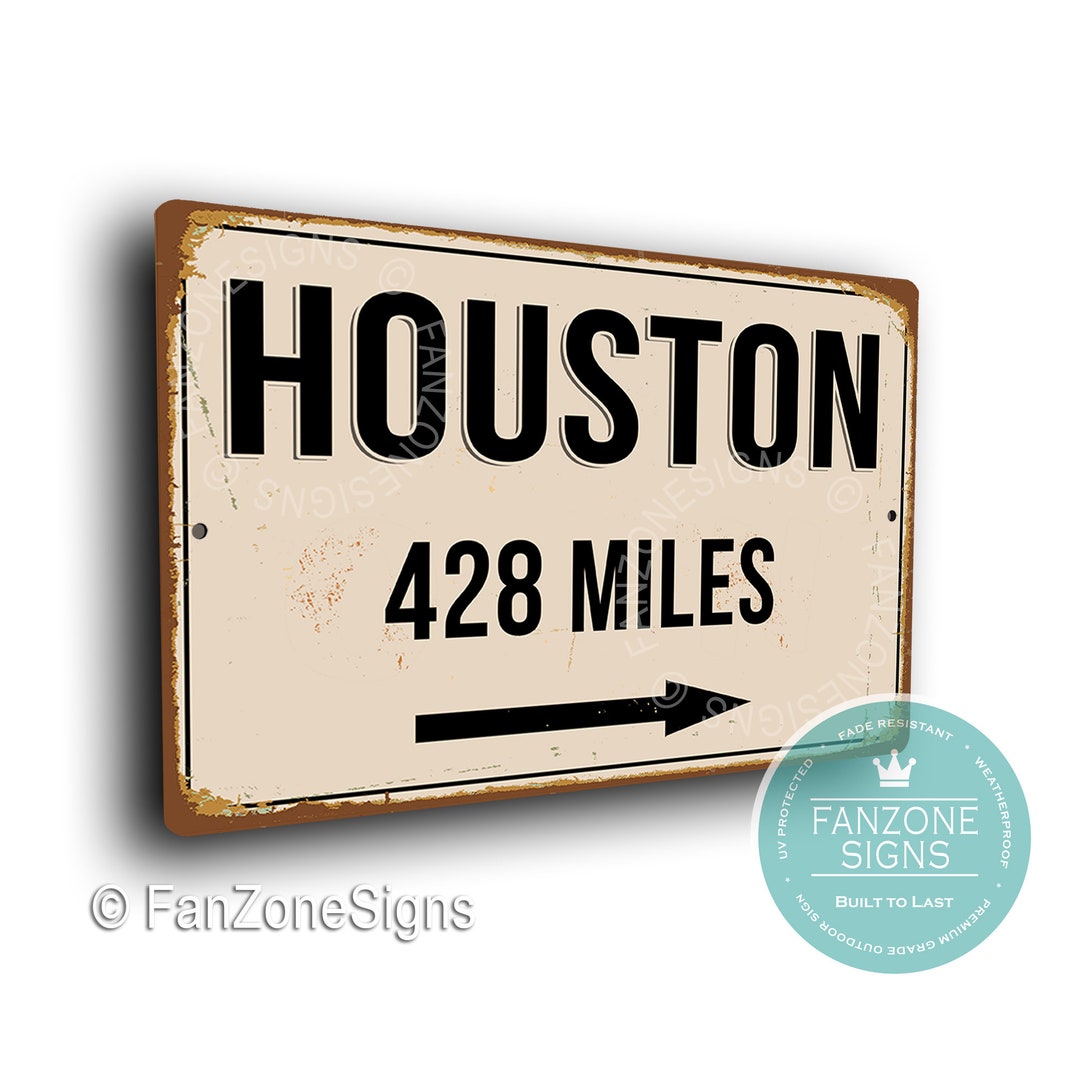 PERSONALIZED HOUSTON CITY Sign, Houston City Distance Sign, City of ...