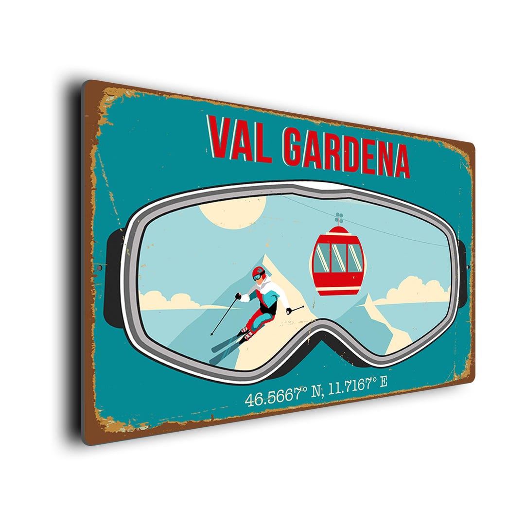 Vintage Val Gardena Ski Resort Sign: Ski Decor With GPS Coordinates - Etsy