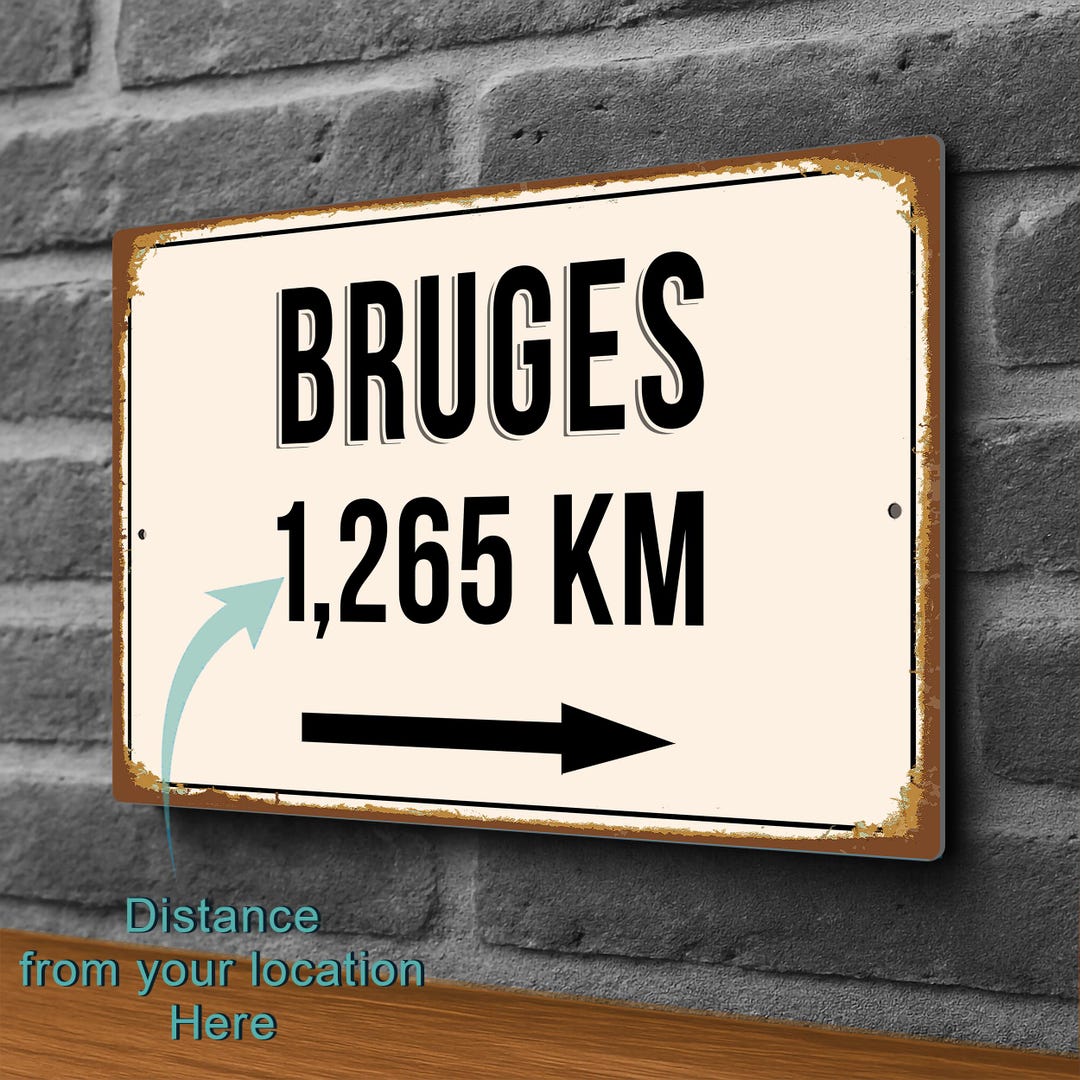 Personalized Bruges Distance Sign: Vintage Style Travel Souvenir - Etsy