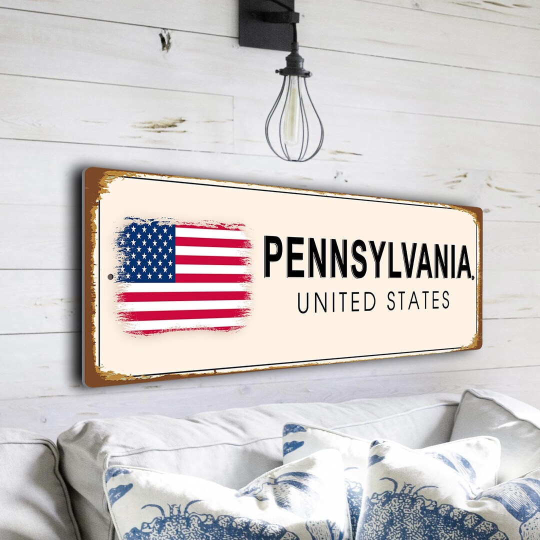 Patriotic Pennsylvania Street Sign, Vintage Style USA Decor, American ...