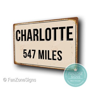 PERSONALIZED CHARLOTTE CITY Sign, Charlotte City Distance Sign, City of ...