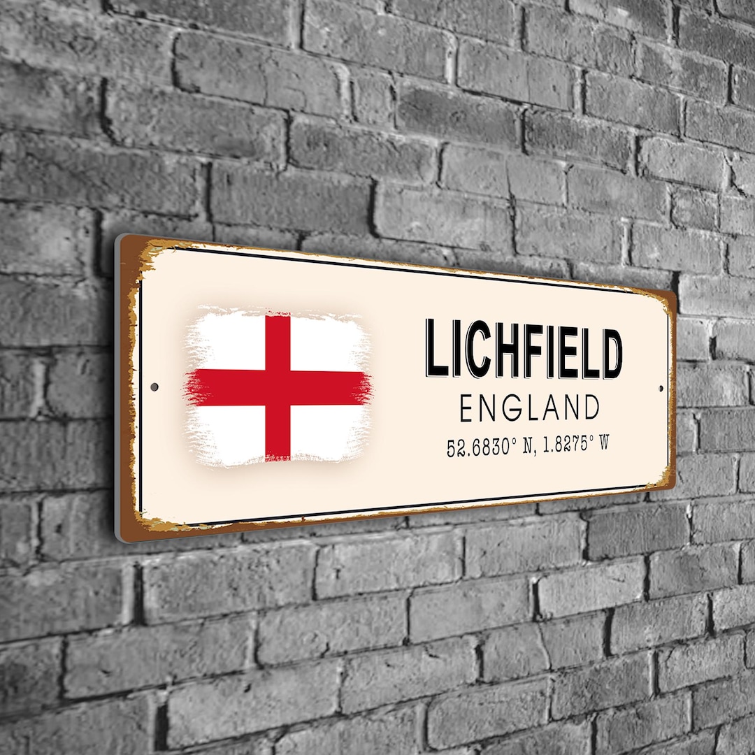 Lichfield Street Sign, Vintage Style England Signs, English Flag and ...
