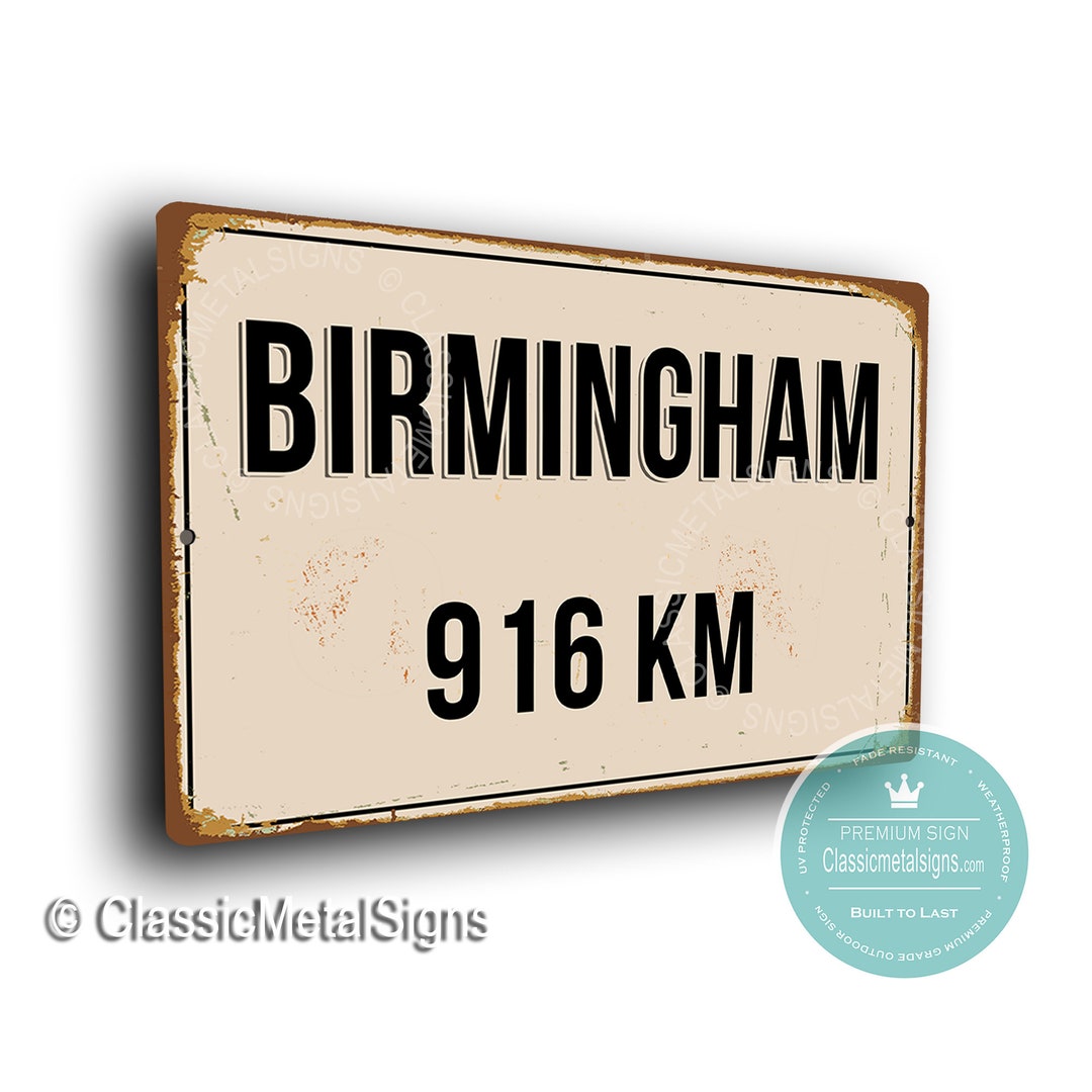 PERSONALIZED BIRMINGHAM CITY Sign, Birmingham City Distance, Birmingham ...
