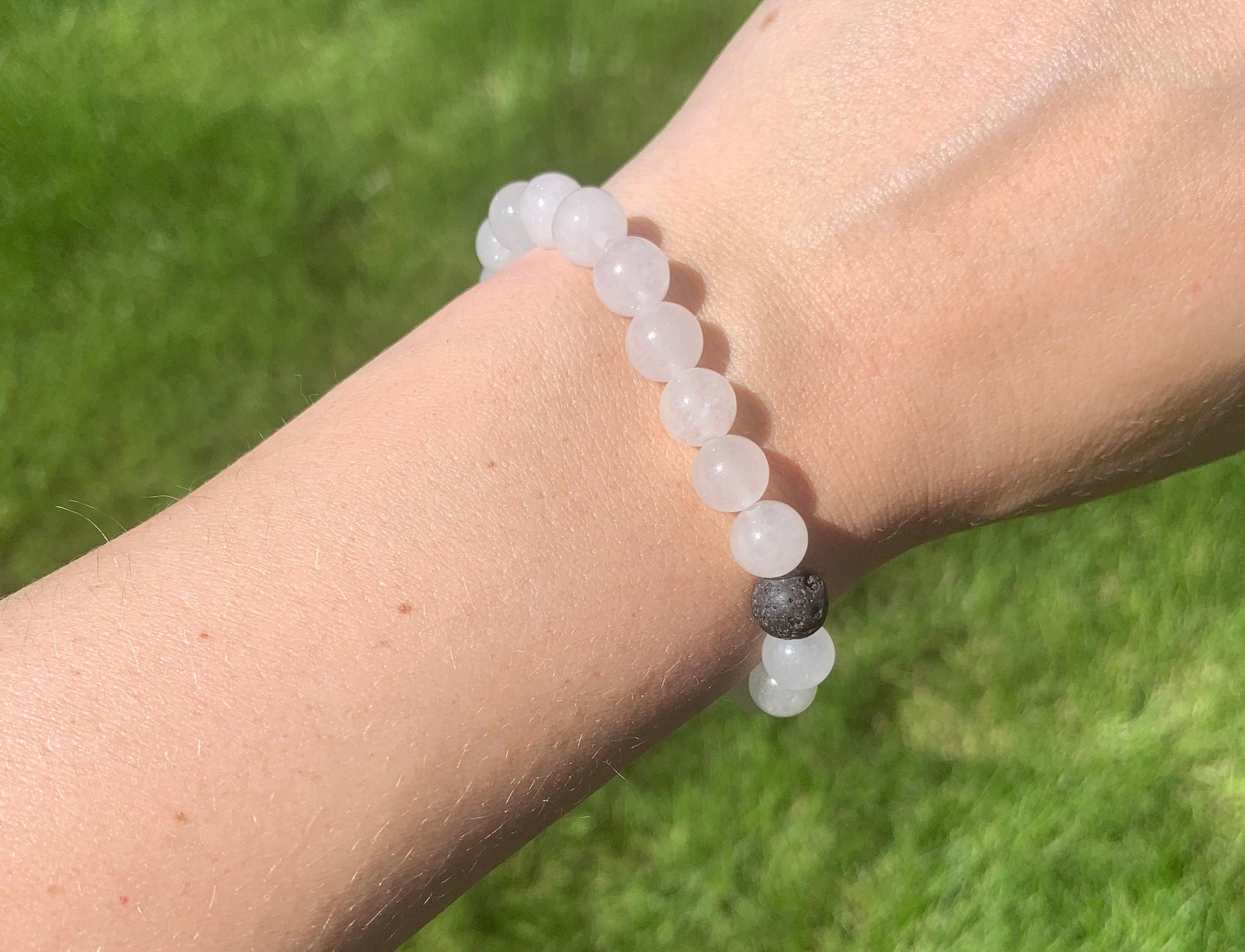 White Jade Diffuser Bracelet / Healing Crystal Jewelry / | Etsy