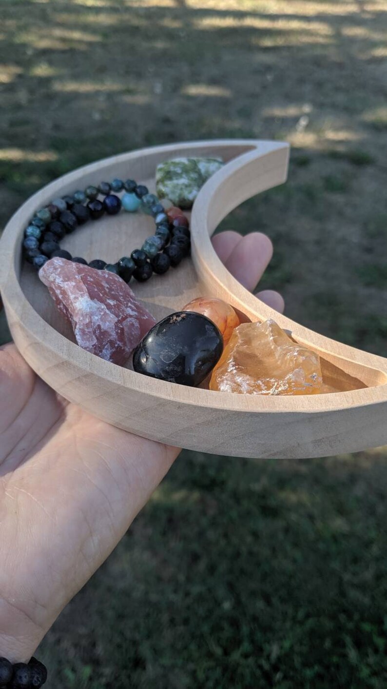 Crescent Moon Trinket Tray Crystal Holder Jewelry Dish - Etsy