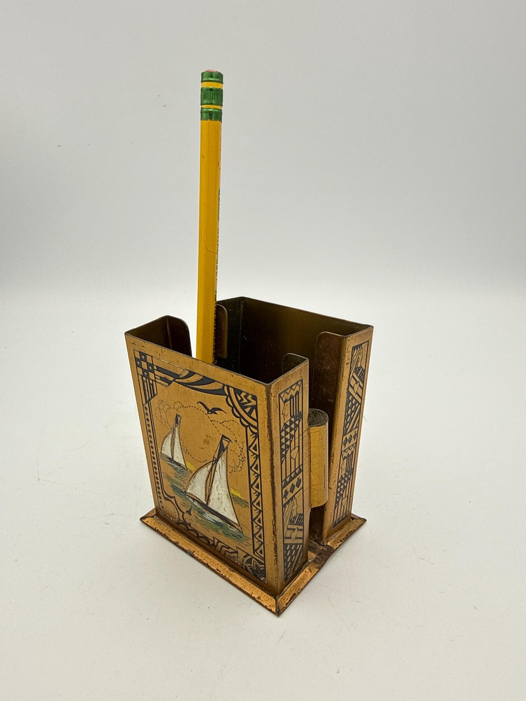 Art Deco Brass Bridge Card Holder C.1930s | Playing Card & Pencil Caddy ...