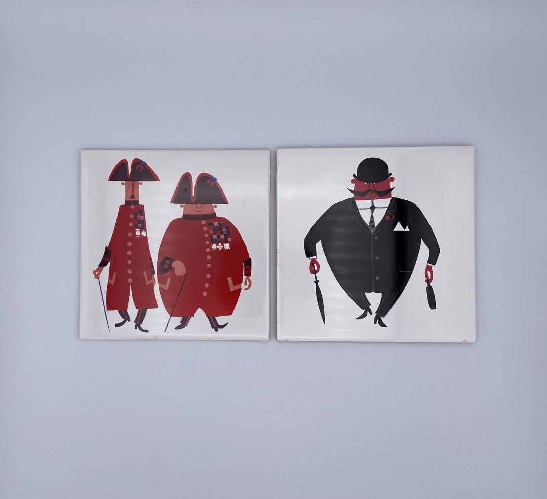 Vintage Kenneth Townsend Ceramic Tiles the City Gent and the London ...
