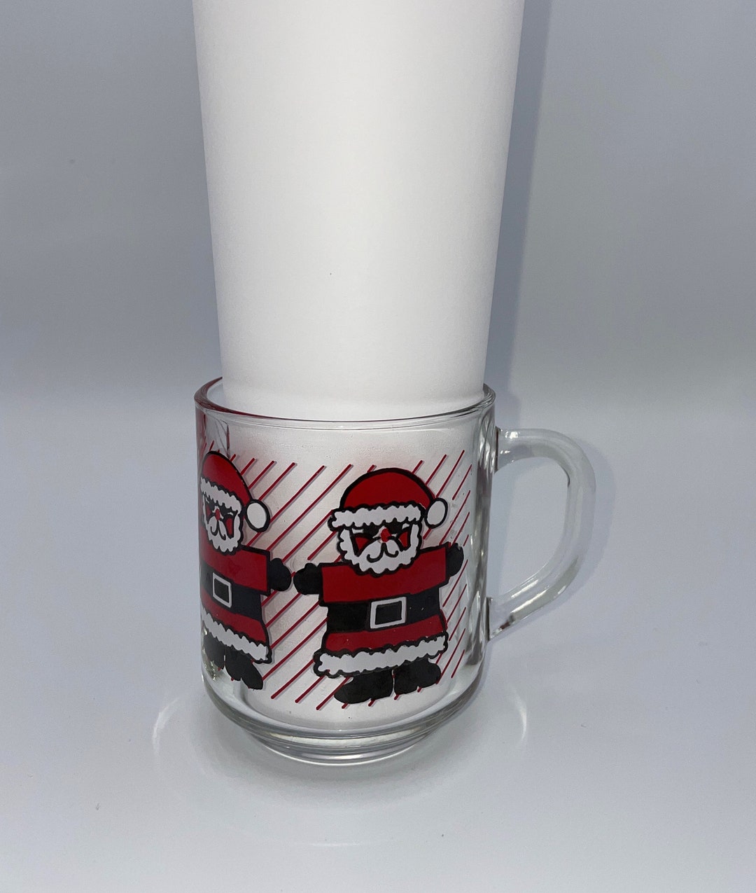 Vintage Luminarc Santa Claus Glass Christmas Mug - Etsy