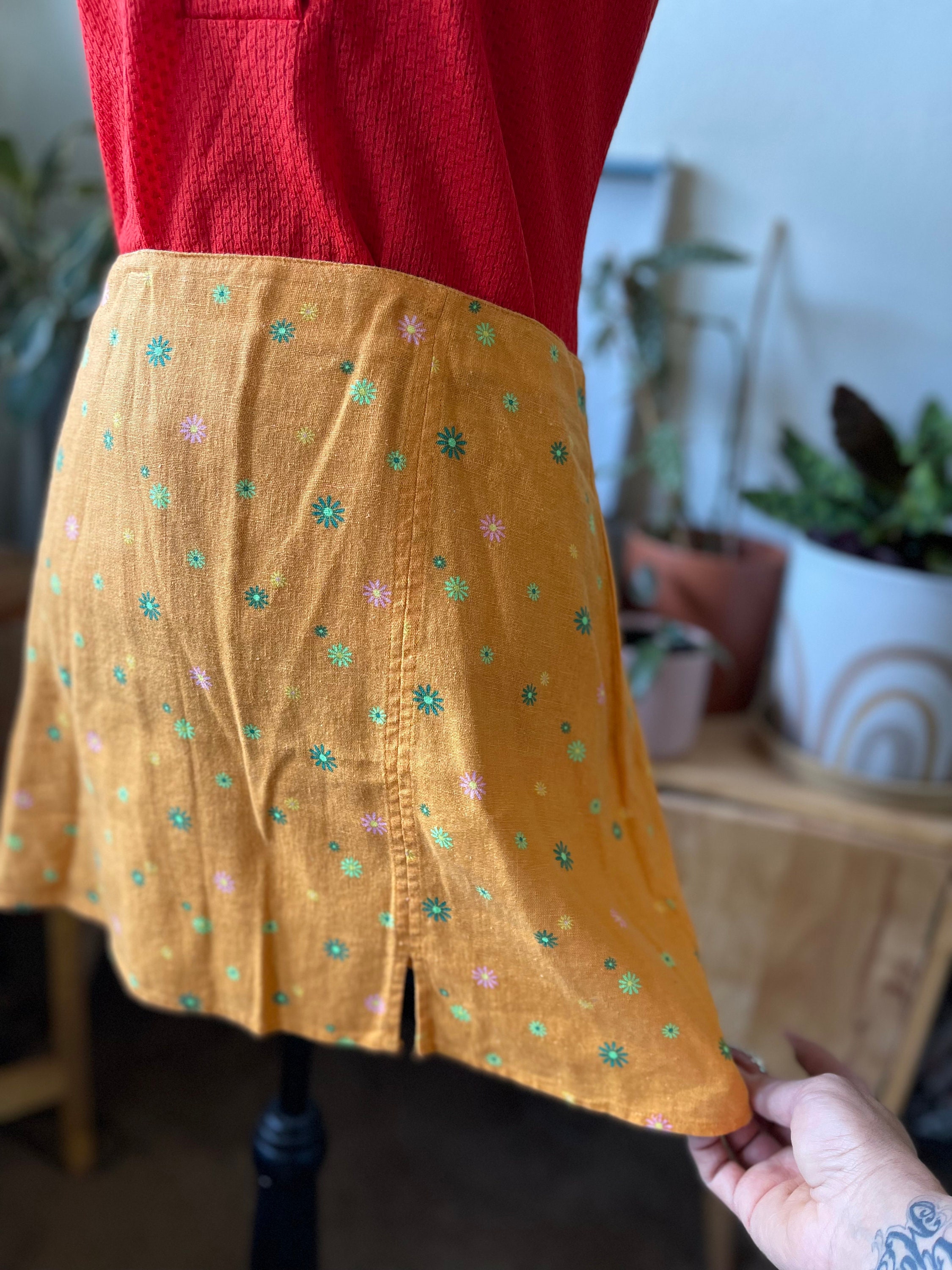 1960s Vintage Inspired Yellow Floral Mod Mini Skirt - Etsy