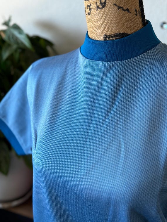 1970s vintage baby blue acetate ringer t-shirt with … - Gem