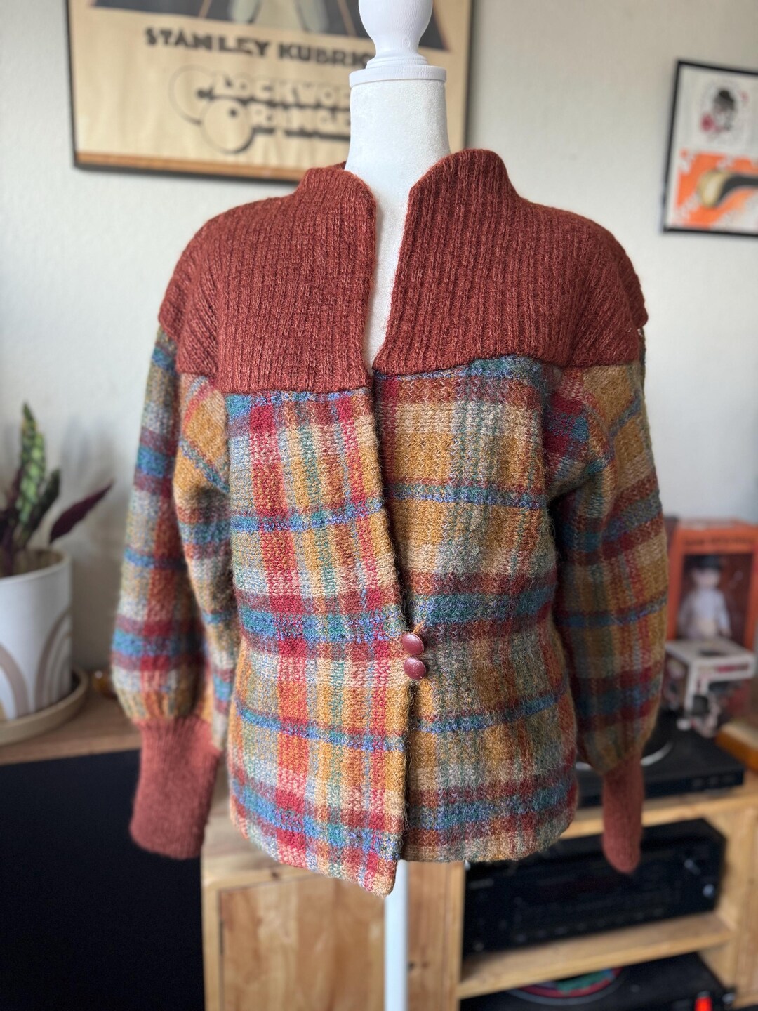 1970s Vintage Brown and Checkered Wool Mohair Boho Hippie Sweater - Etsy