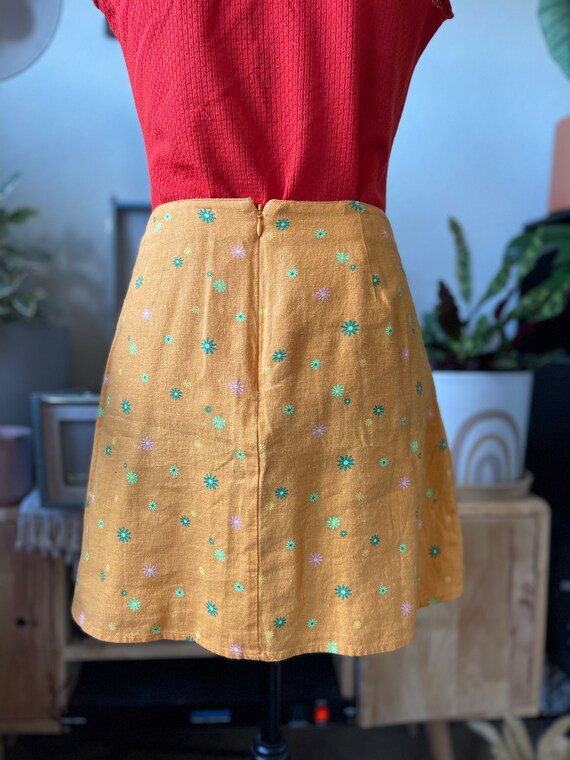 1960s vintage inspired yellow floral mod mini skirt - Gem