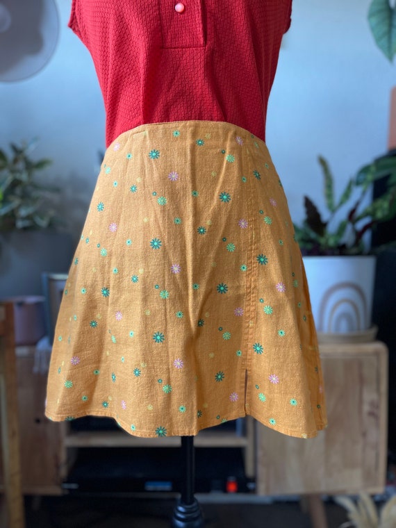 1960s vintage inspired yellow floral mod mini skirt - Gem