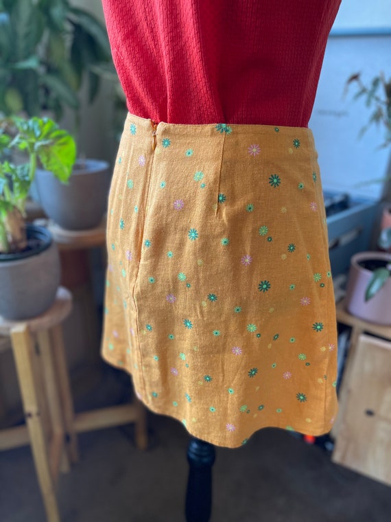 1960s vintage inspired yellow floral mod mini skirt - Gem