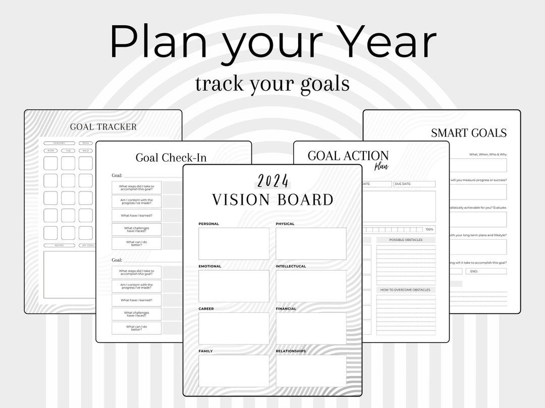 2024 Vision Board Goal Setting / Tracking PDF Printable, SMART Goals ...