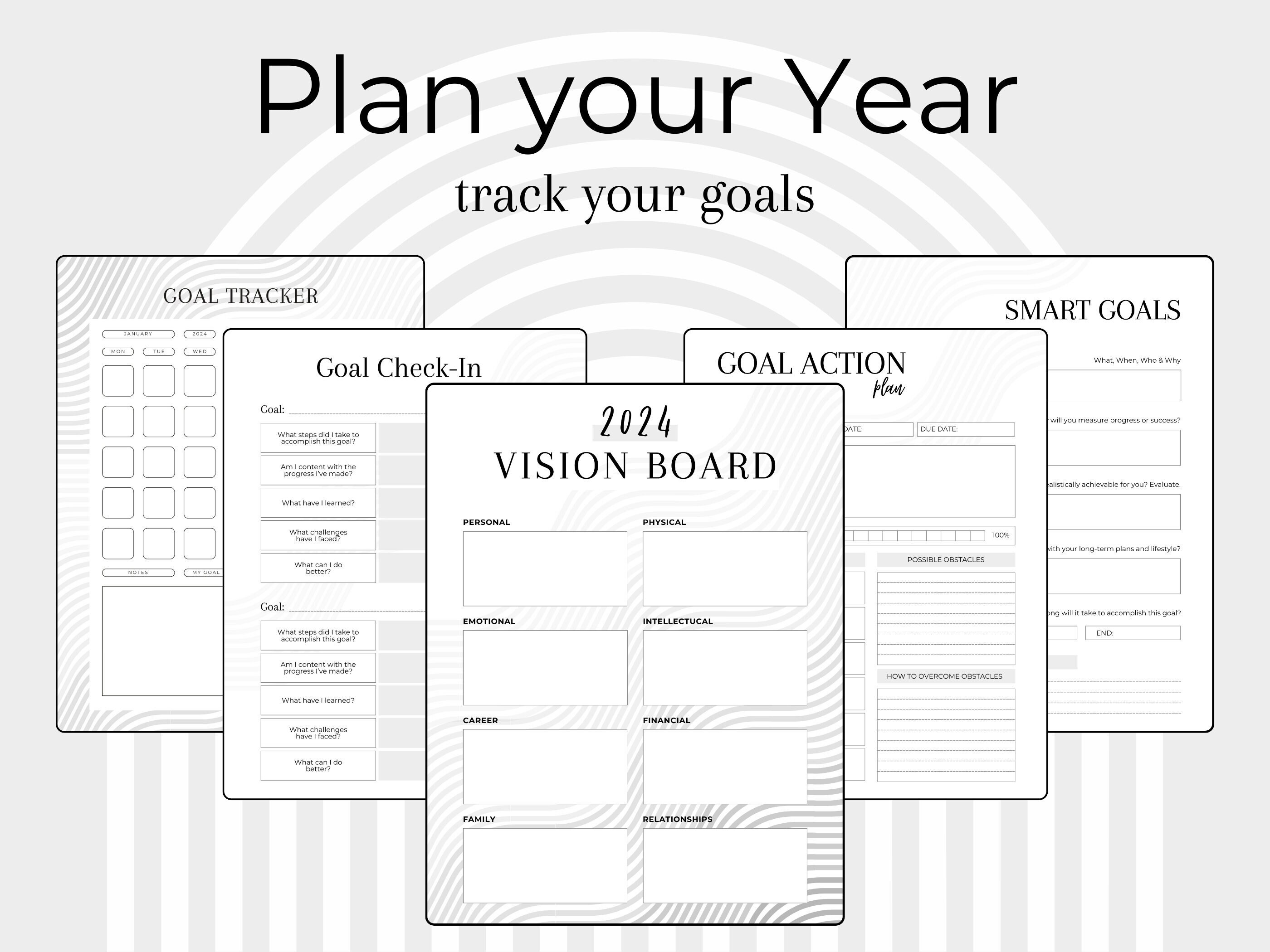 2024 Vision Board Goal Setting / Tracking PDF Printable, SMART Goals ...