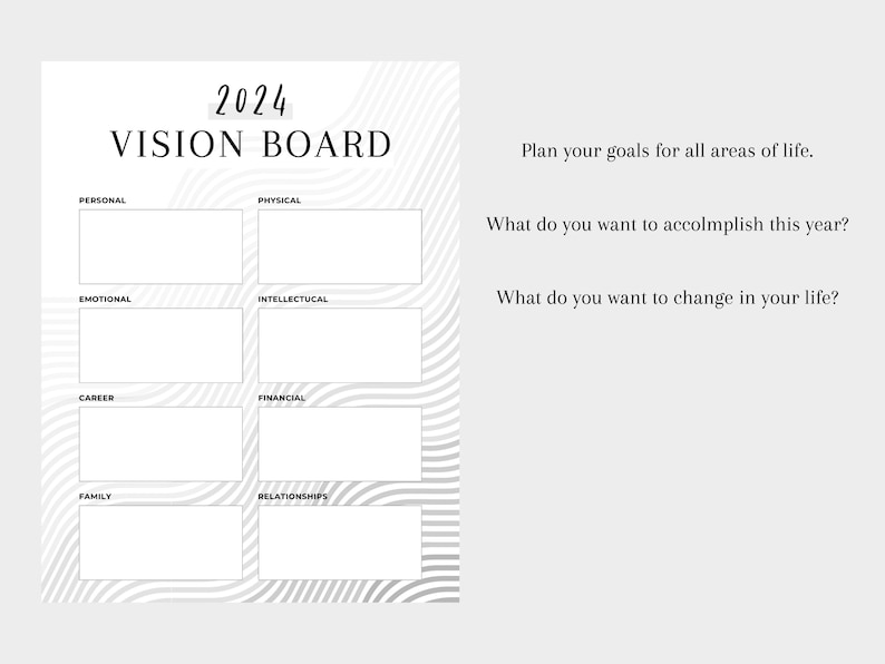 2024 Vision Board Goal Setting / Tracking PDF Printable, SMART Goals ...