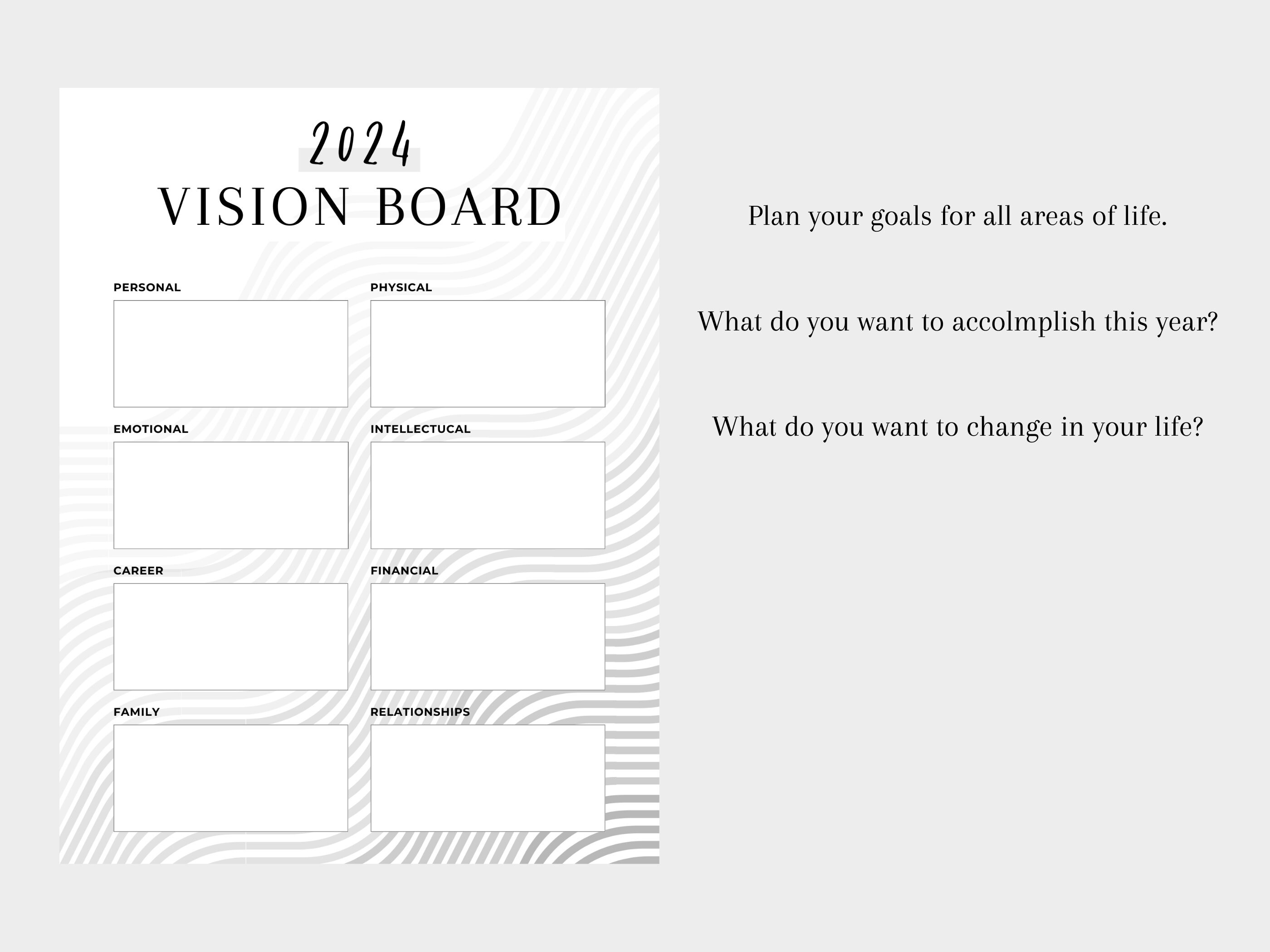 2024 Vision Board Goal Setting / Tracking PDF Printable, SMART Goals ...