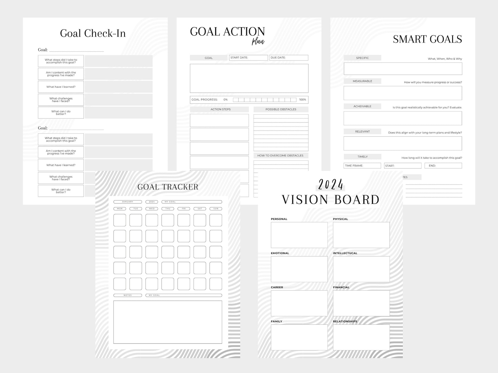 2024 Vision Board Goal Setting / Tracking PDF Printable, SMART Goals ...