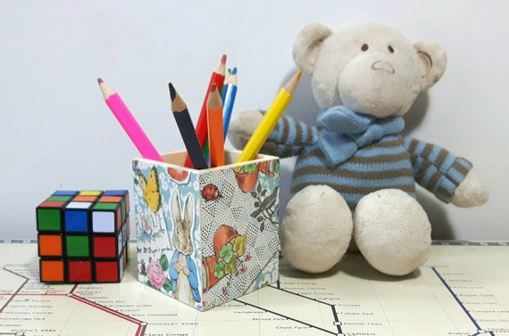 Items similar to Peter Rabbit Pencil Pot, Peter Rabbit Nursery, Desk ...