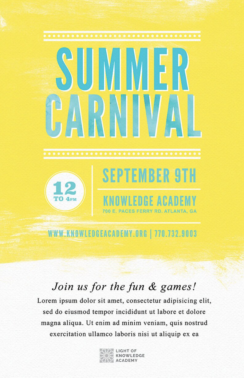 DIY Printable Summer School Carnival Flyer Template, Word Flyer ...