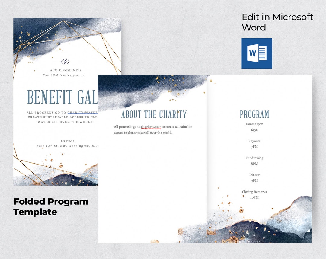 DIY Printable Gala Benefit Dinner Program and Auction Template for ...