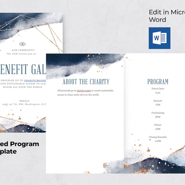 Gala Program Template - Etsy