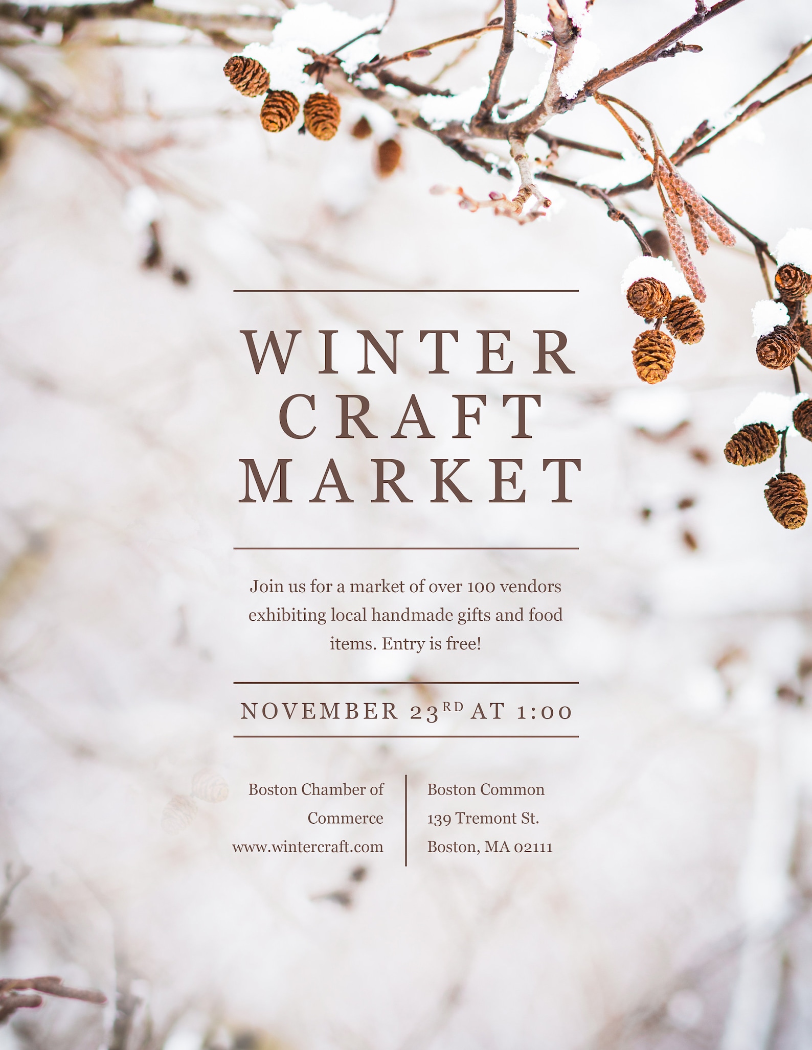 DIY Printable Winter Craft Fair Event Flyer Template for Church, School ...