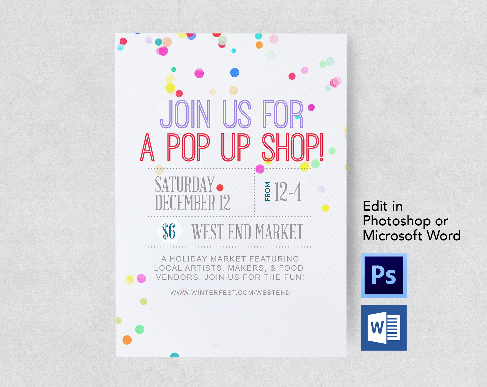 DIY Printable Confetti Pop up Party Flyer Template, Word Flyer ...