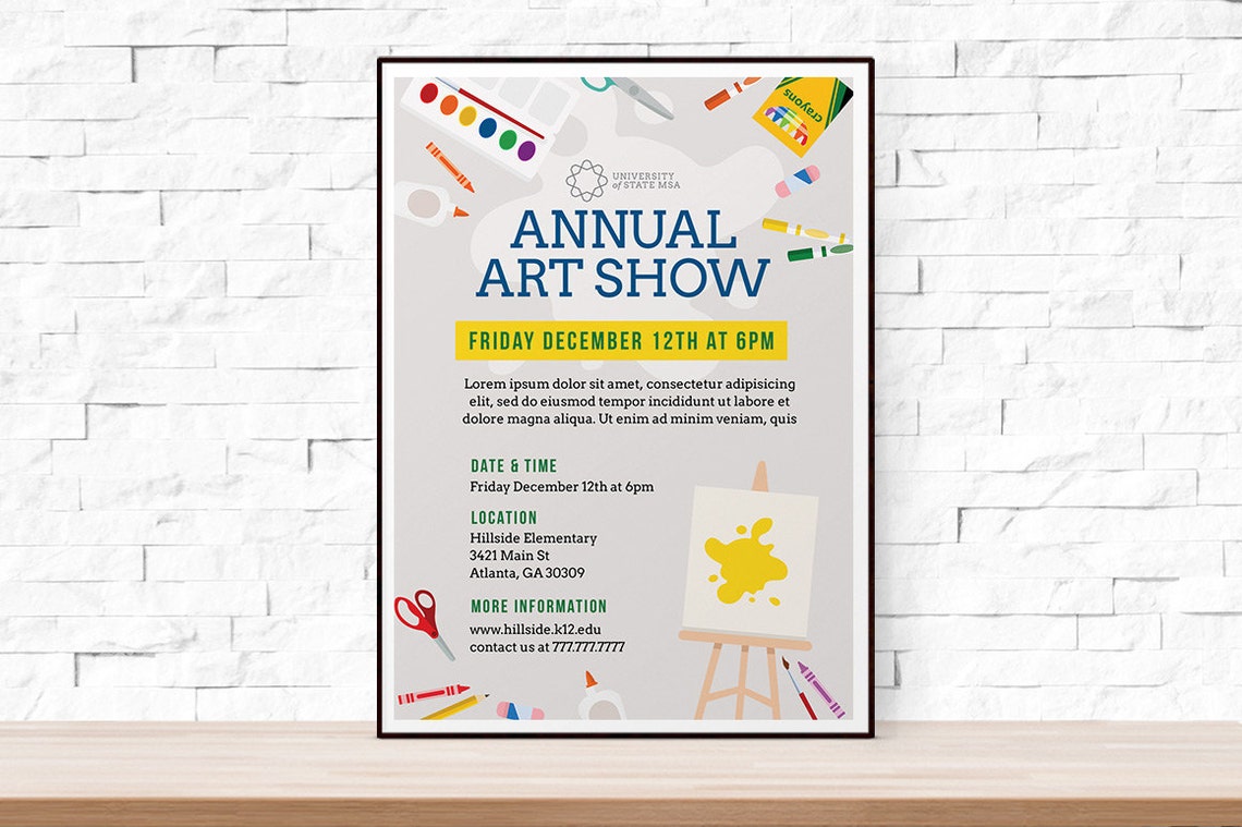 DIY Printable School Art Show Flyer Template, Word Flyer Templates ...
